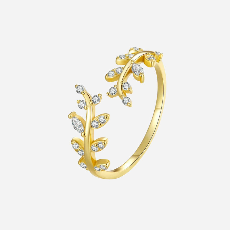 Zirkonia Leaf Ring 18K Guldbelagt – Callisto Jewellery